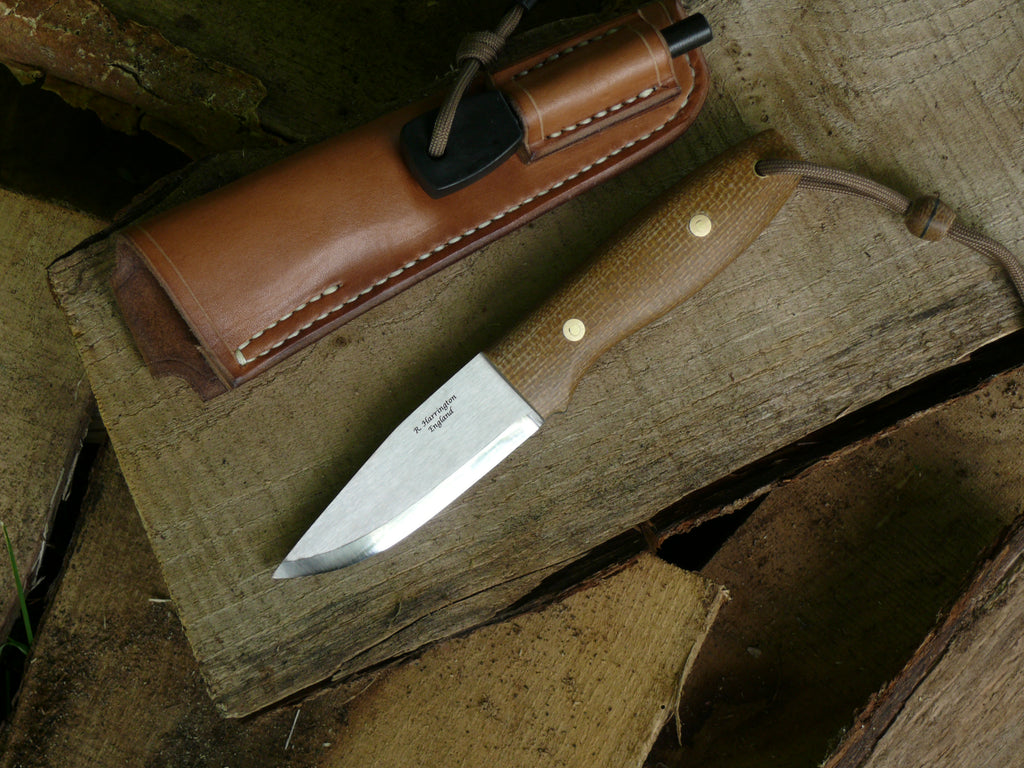 Bison Bushcraft Knife Burlap Micarta